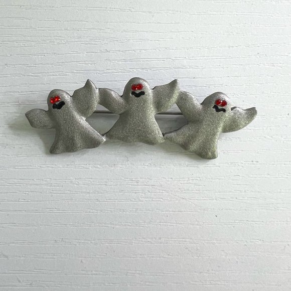 Accessories | Vintage Halloween Silver Ghost Enamel | Poshmark